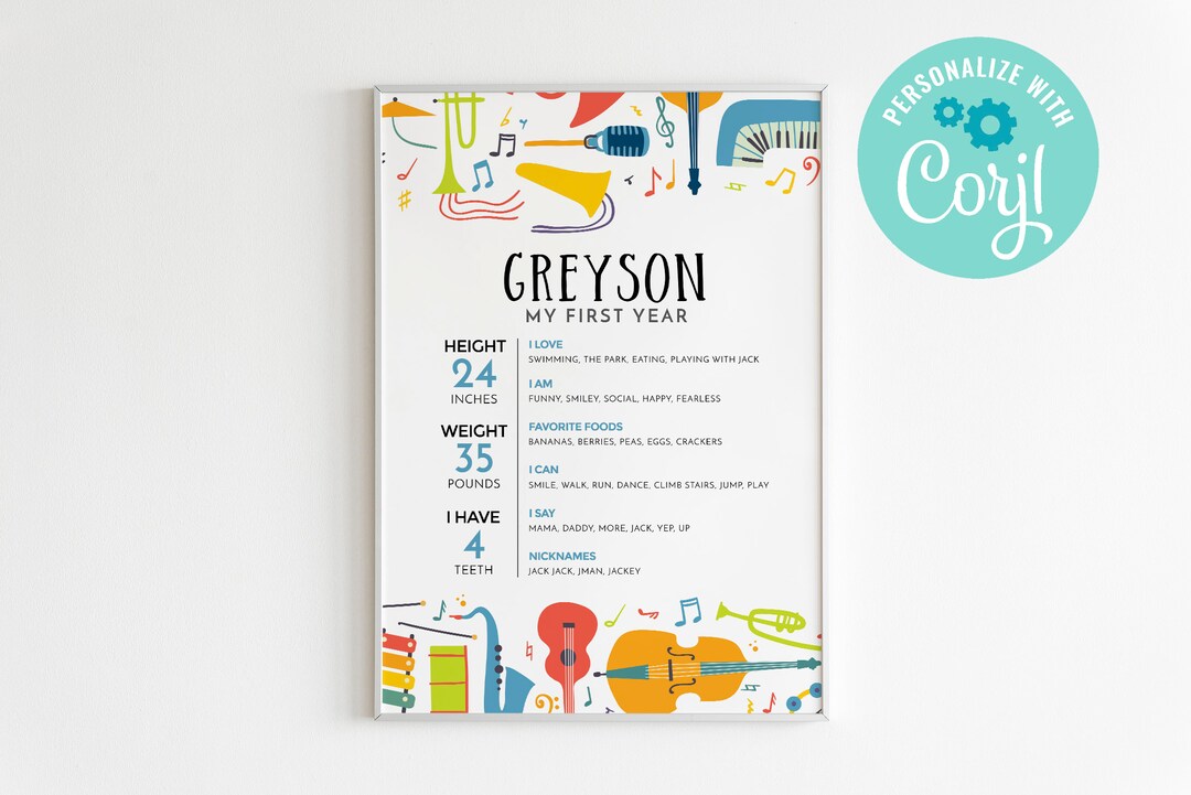 EDITABLE, INSTANT DOWNLOAD Modern Music Milestone Board, Music ...