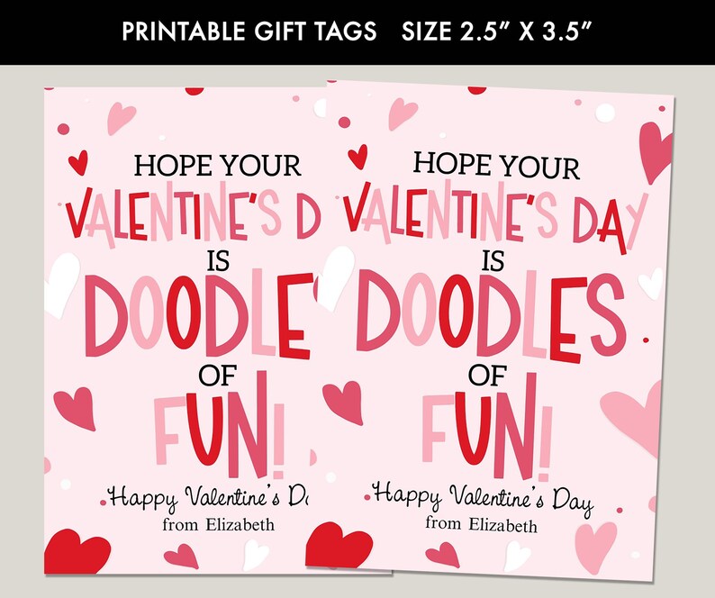 Doodles of Fun Valentine's Day Gift Tag, Editable Treat Bag Label ...