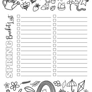 Spring Bucket List Printable, Spring Break Bucket List Template, Spring ...