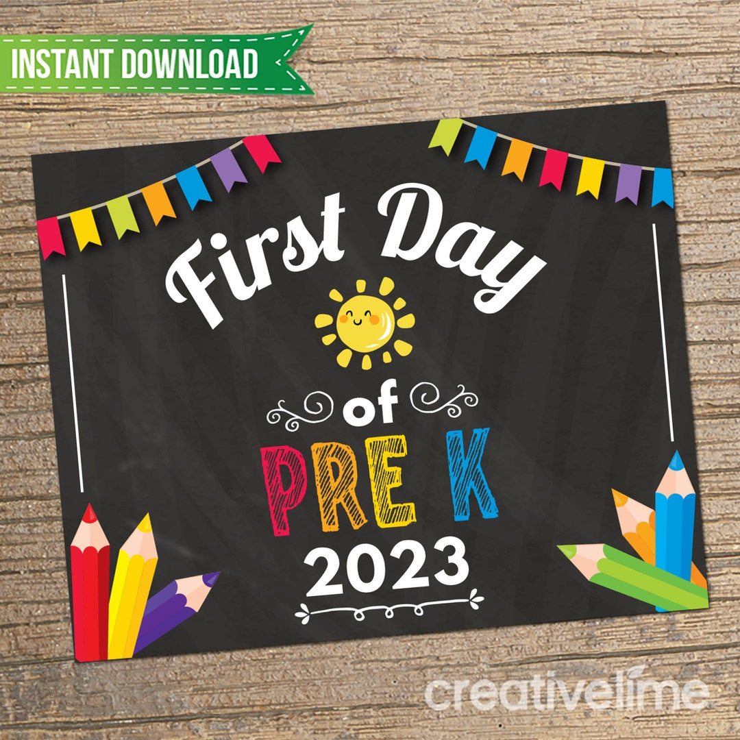 First Day of Pre K Sign First Day of School Printable First - Etsy
