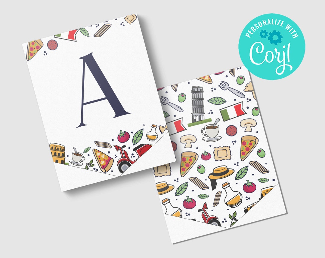 EDITABLE, INSTANT DOWNLOAD Italian Uno Birthday Flag Banner, Italy ...