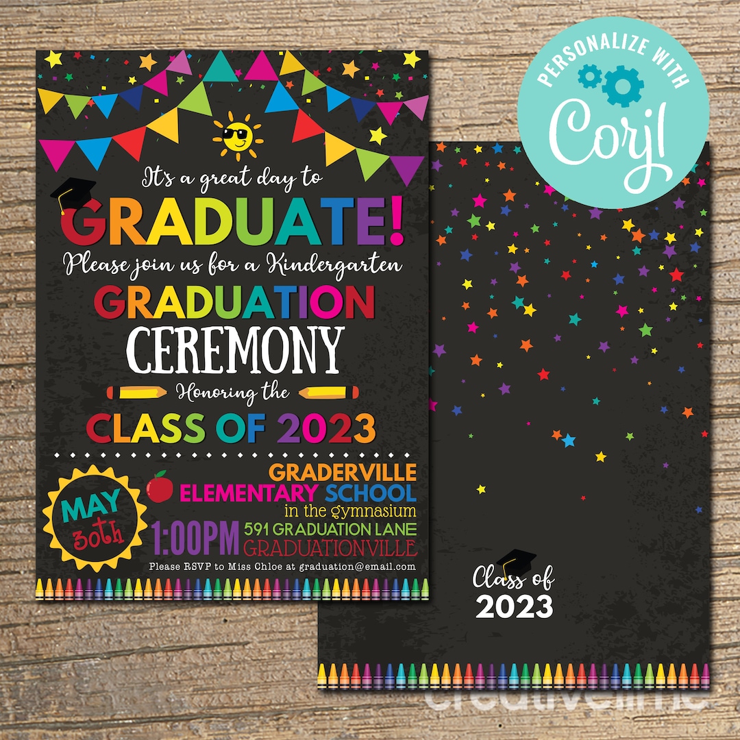 EDITABLE, INSTANT DOWNLOAD Kindergarten Ceremony Graduation Invitation ...