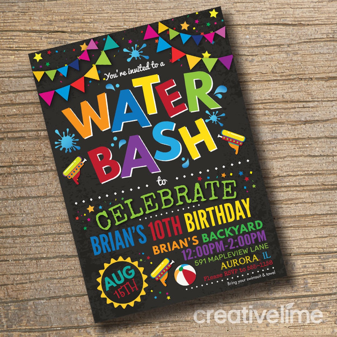 PRINTABLE Water Gun Party Invitation, Water Pool Birthday Invitations ...