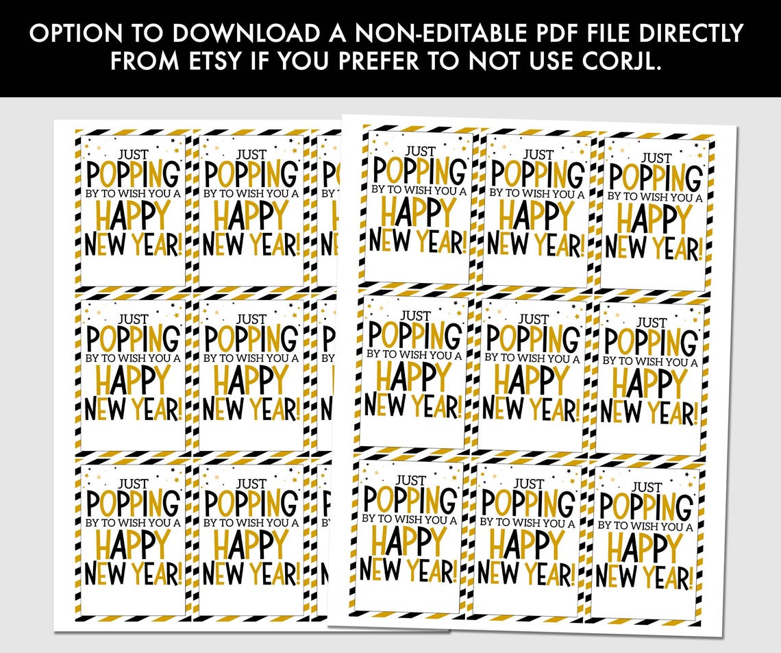 Editable New Year's Eve Gift Tag | Champagne Favor (digital Download) - Etsy
