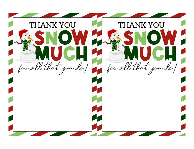 Editable Thank You Snow Much Gift Card Holder (digital Download) - Etsy UK