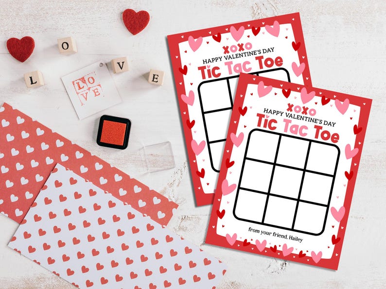 Editable Tic Tac Toe Valentine Card: Classroom Party Game (digital ...