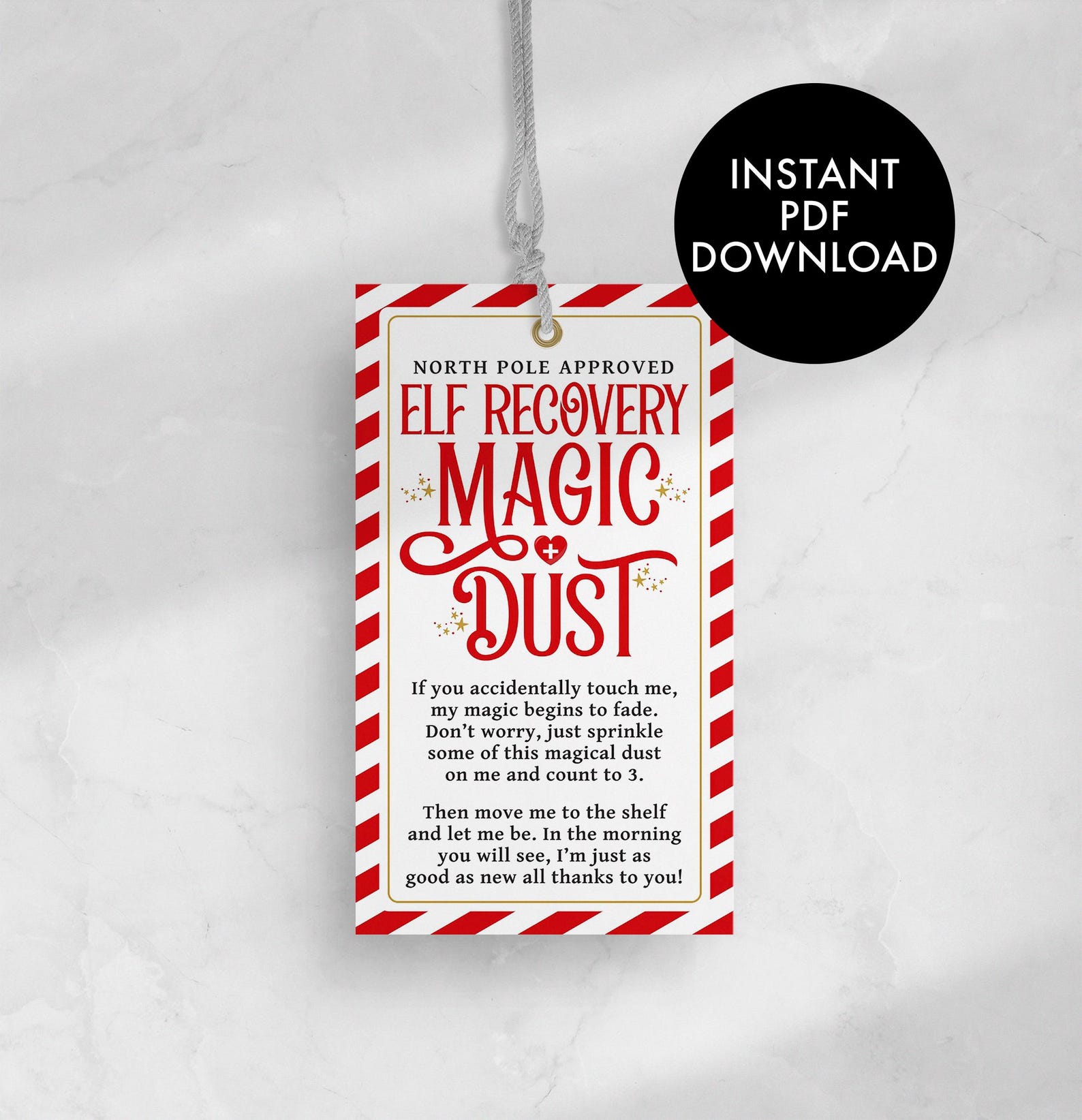 Elf Magic Dust Tag: Christmas Elf Recovery (printable Digital Download ...