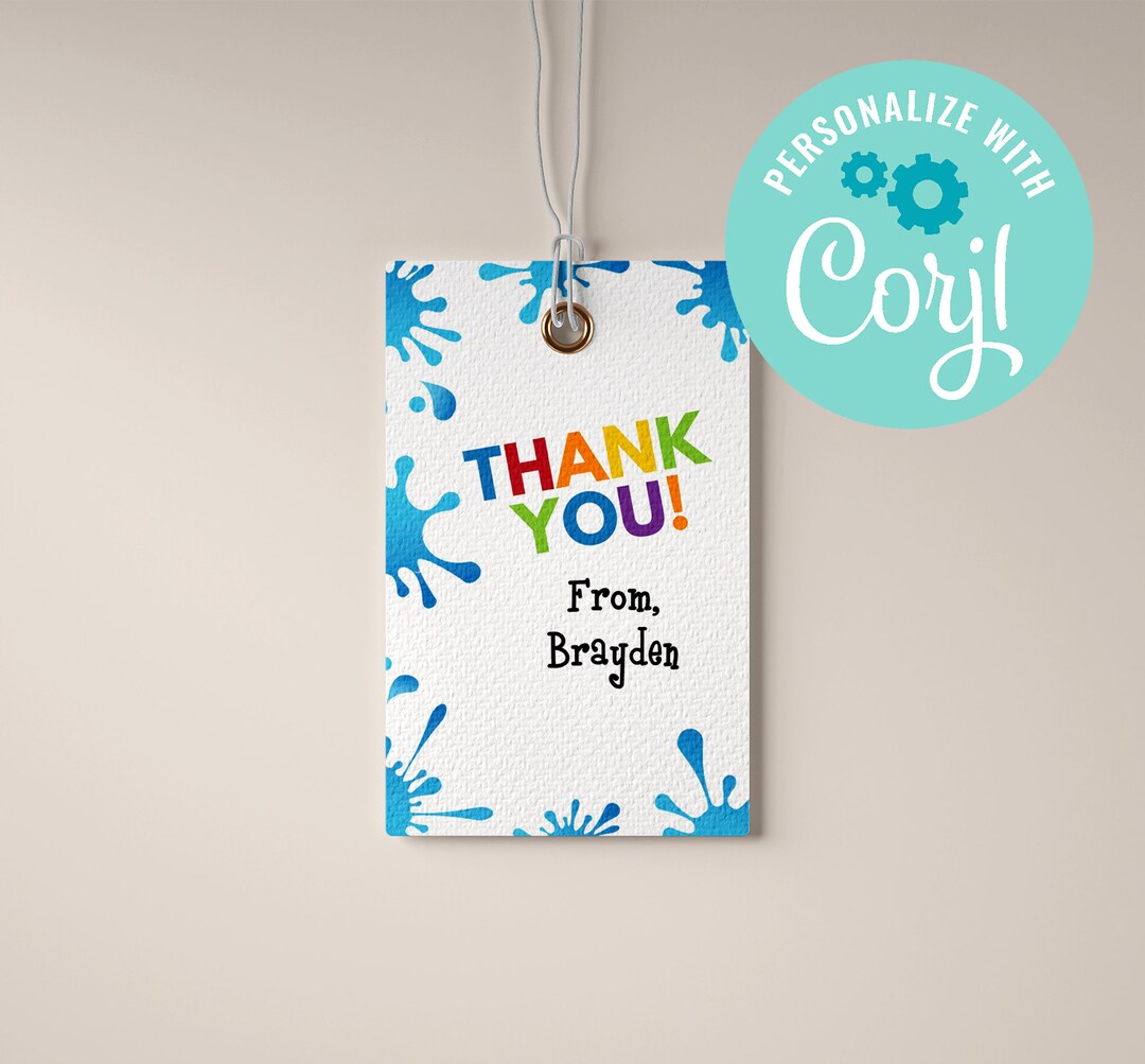 EDITABLE, INSTANT DOWNLOAD Waterslide Party Favor Tag, Editable Splash ...