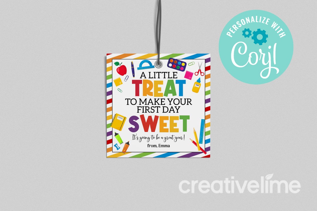 First Day Treat Gift Tag: Editable Back to School (instant Download) - Etsy