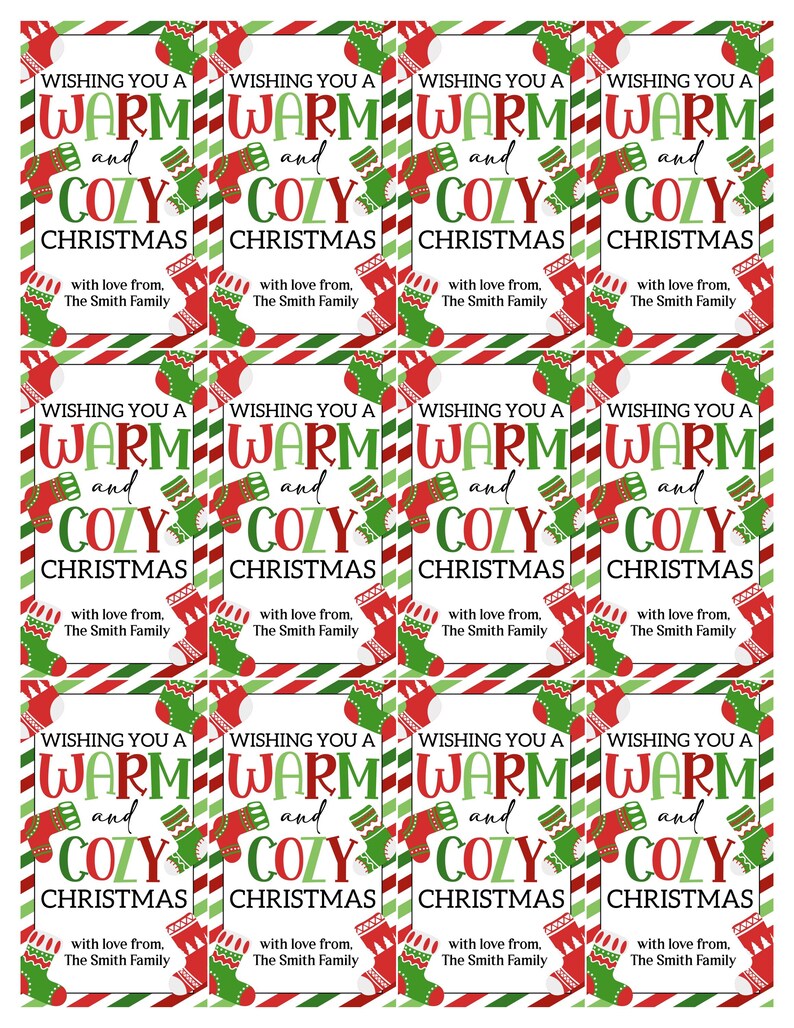 Editable Cozy Christmas Gift Tag Printable (instant Download) - Etsy