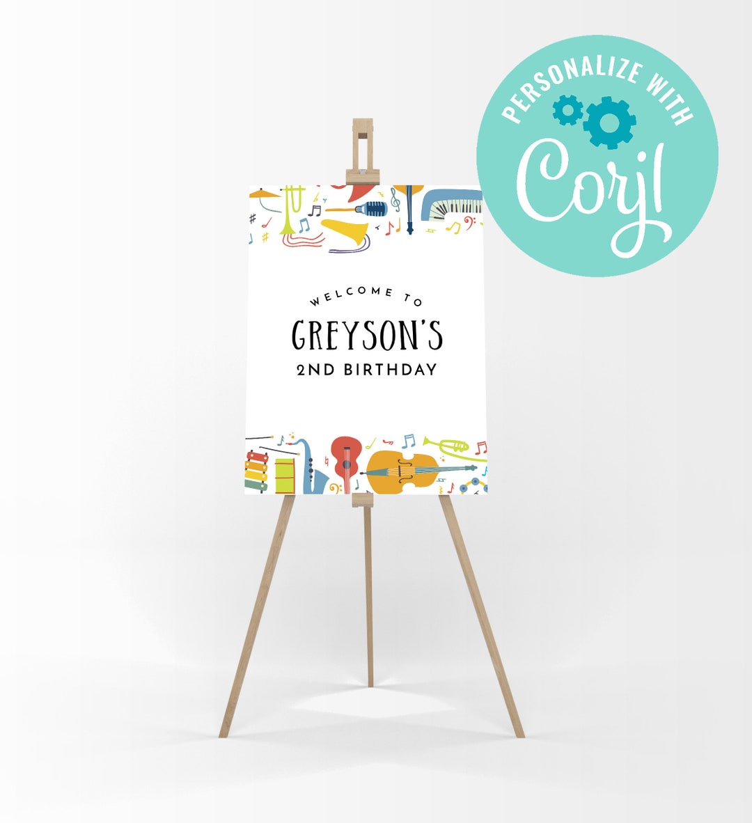 Music Birthday Party Welcome Sign: Editable Instrument Theme (digital ...