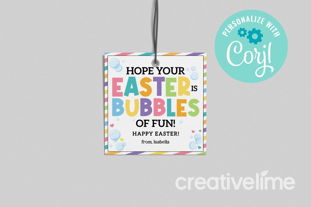 Easter Bubbles Gift Tag: Editable Classroom Treat Tag (instant Download ...