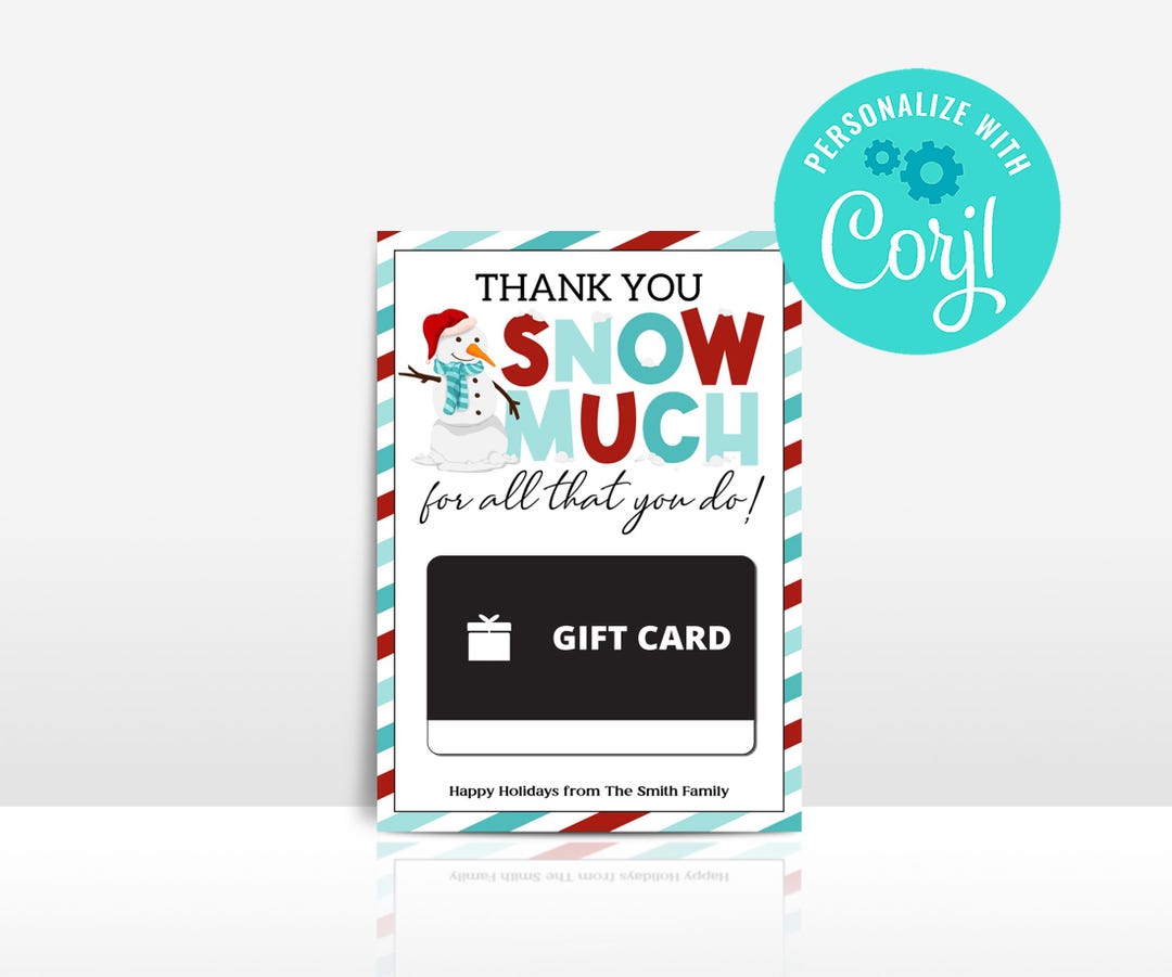 Editable Thank You Snow Much Gift Card Holder (instant Download) - Etsy