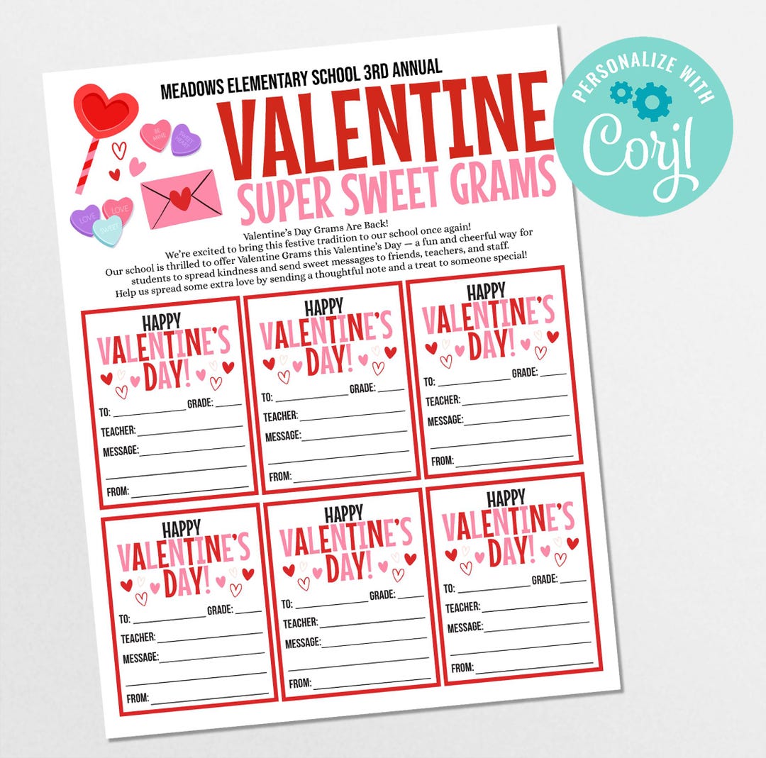 Editable Valentine's Day Gram Flyer, School Fundraiser (printable) - Etsy