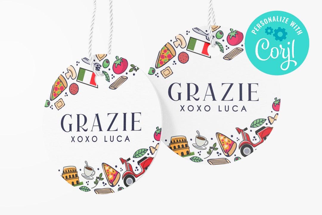 Italian Favor Tags: Vespa Birthday, Pizza Party Thank You (EDITABLE ...
