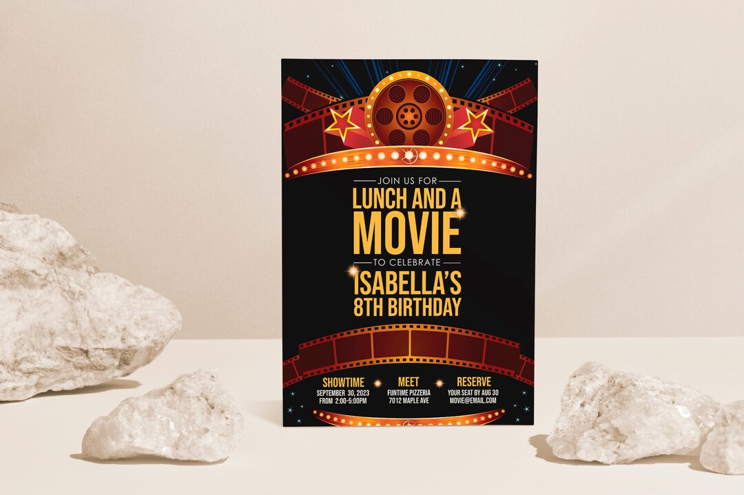 Movie Birthday Party Invitation Movie Night Birthday Editable Movie ...