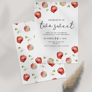 Apple Birthday Invitation, Fall Apples, Two Sweet Apple Orchard Bushel ...