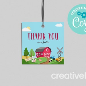 Farm Birthday Favor Tag, Party, Barn Farm Animals Favor Tag, Country ...