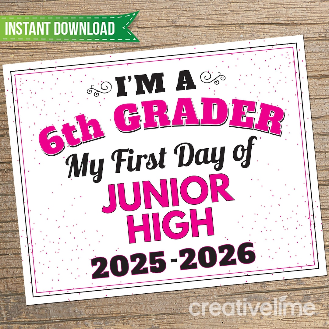 First Day of 6th Grade Sign: Printable Photo Prop (PDF Download 8x10in ...