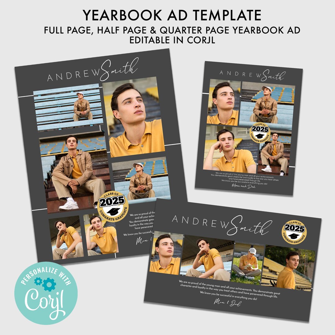 Editable Senior Yearbook Ad Template: Full/half/quarter Page (corjl) - Etsy