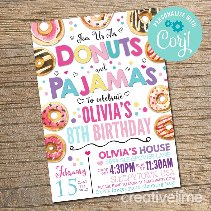 Donut Party Invitations - Etsy