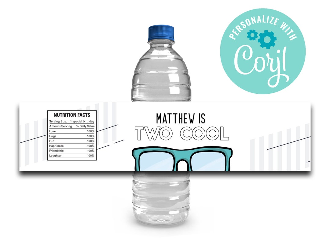 EDITABLE, INSTANT DOWNLOAD Two Cool Party Bottle Labels, Retro Birthday ...