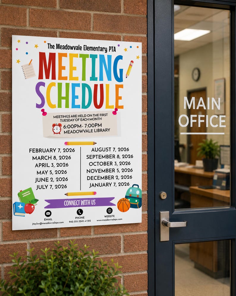 Editable PTA Meeting Schedule Flyer Template | PTO Meeting Dates ...