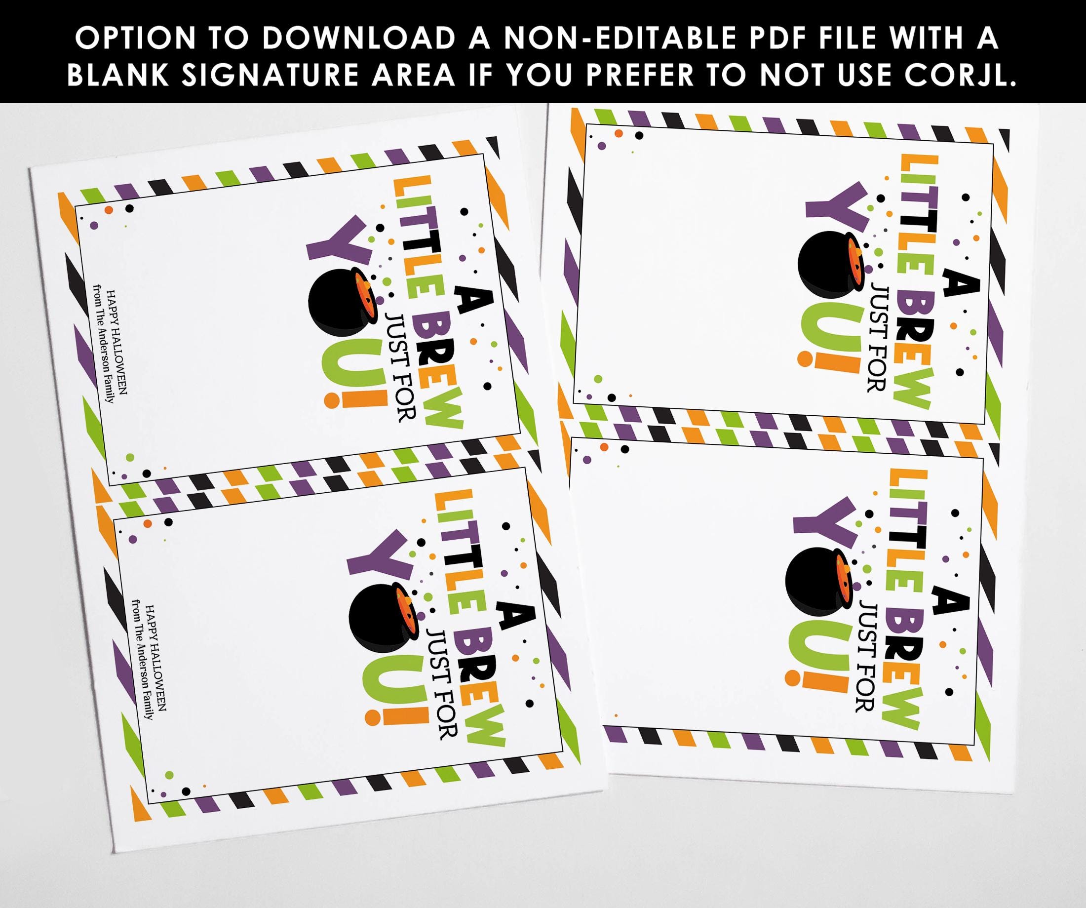 EDITABLE INSTANT DOWNLOAD A Little Brew Just for You Gift Card Holder ...