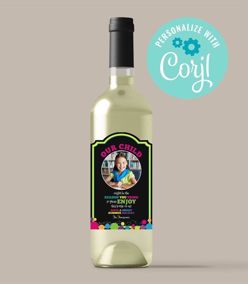Editable Teacher Appreciation Wine Label, Personalized Gift (instant ...
