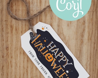 Printable Happy Halloween Gift Tag, Trick or Treat Favor Bag Tag ...