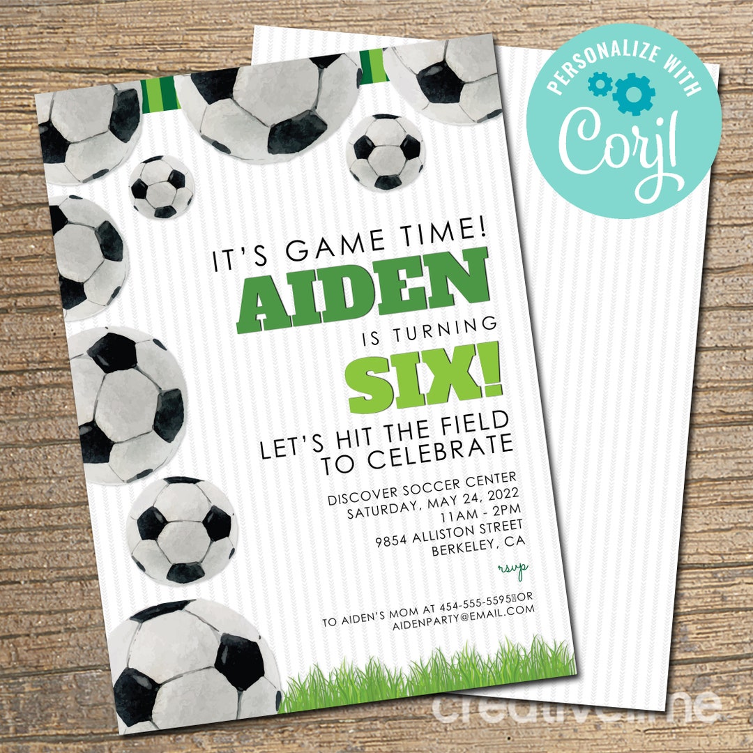 Soccer Birthday Party Invitation, Soccer Party, Soccer Invitation ...
