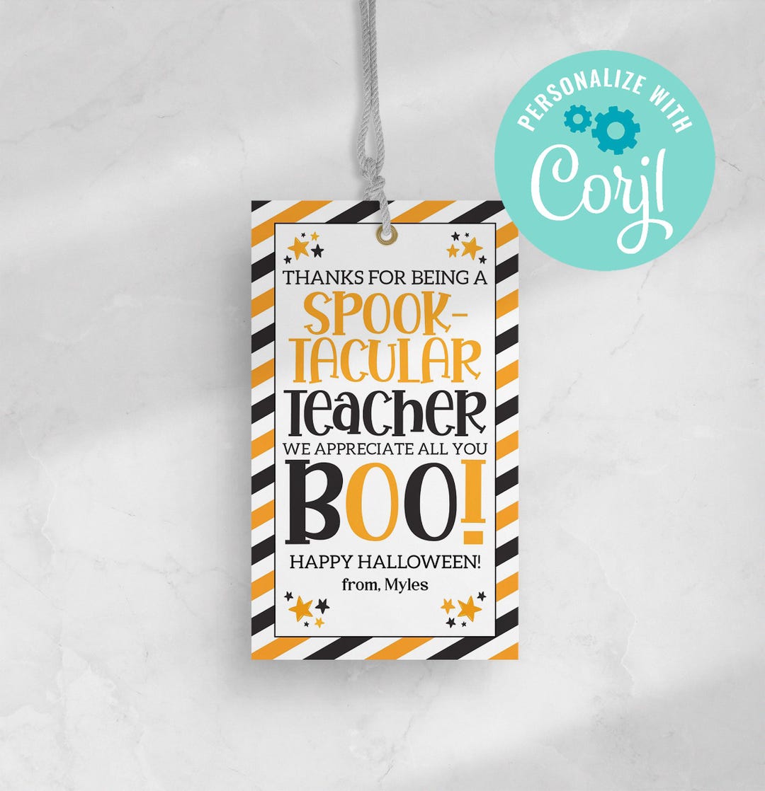 Spooktacular Teacher Halloween Gift Tag, School Halloween Party Teacher ...