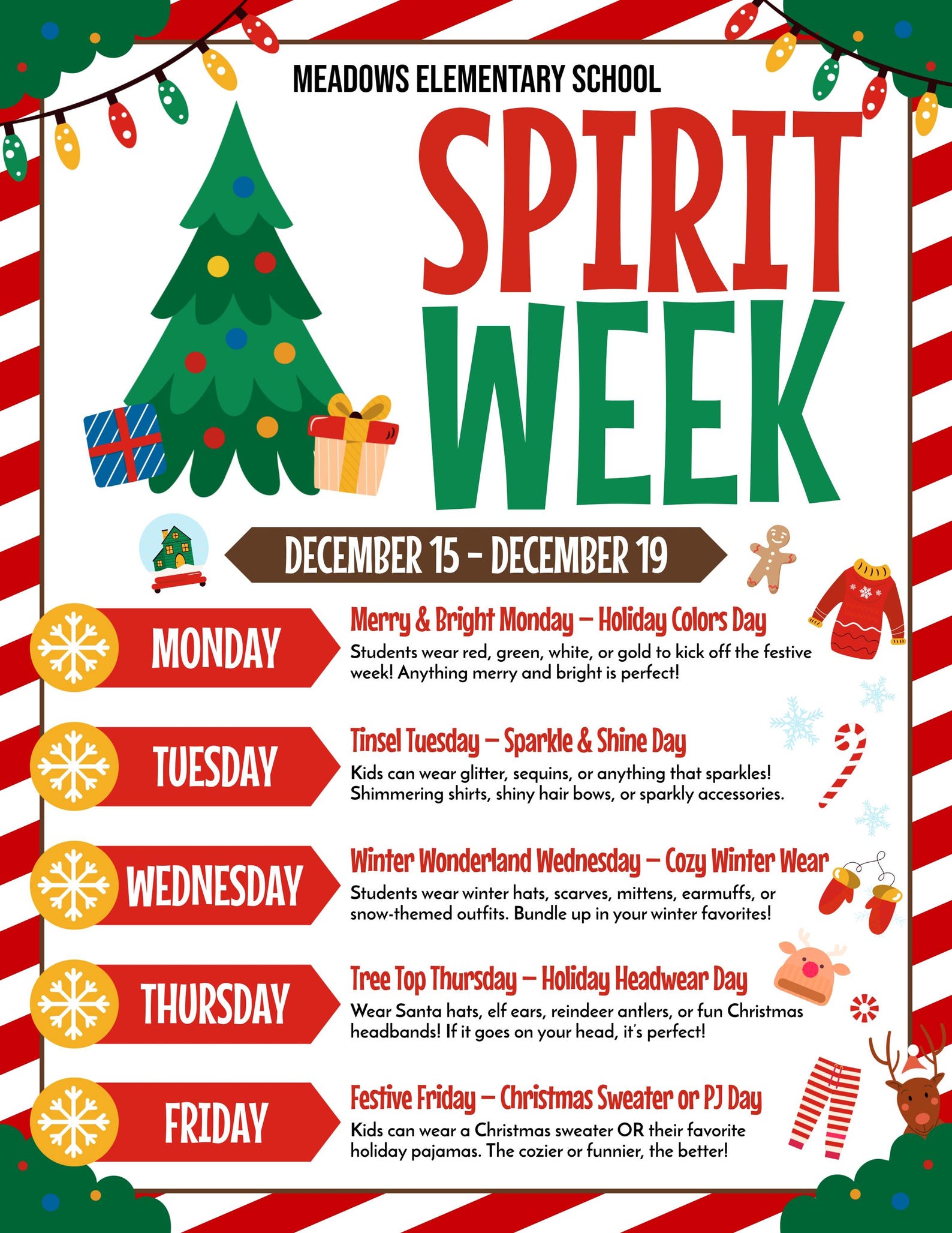 Editable Christmas Spirit Week Flyer for Kids | 5 Days of Christmas ...