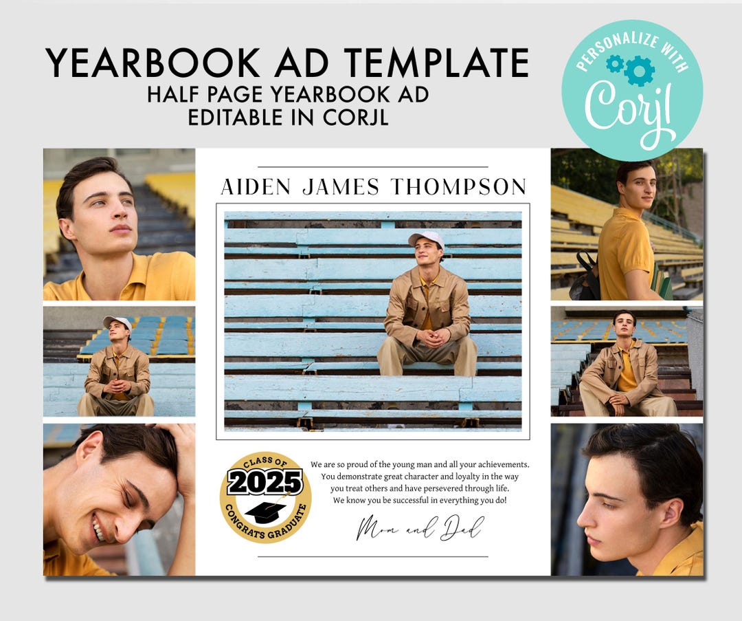 Editable Half Page Yearbook Ad Template: Senior Tribute (instant ...
