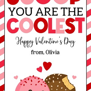 EDITABLE, INSTANT DOWNLOAD Printable Ice Cream Valentine's Day Gift Tag ...