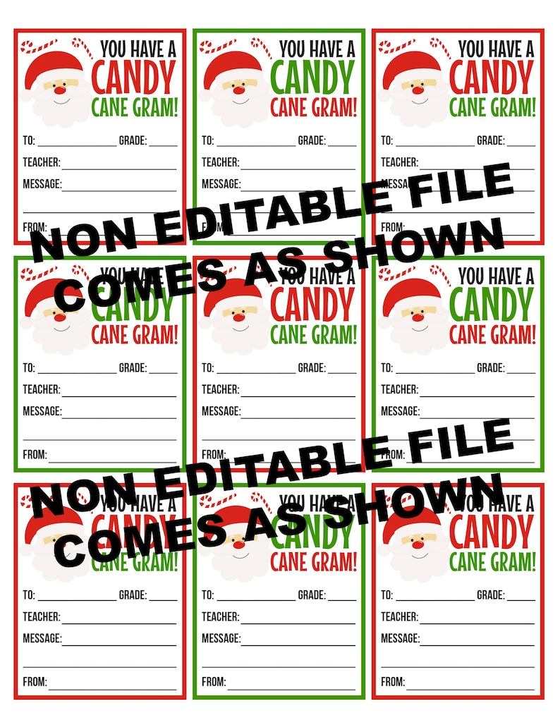 Editable Christmas Candy Cane Gram Flyer, School Fundraiser (printable ...