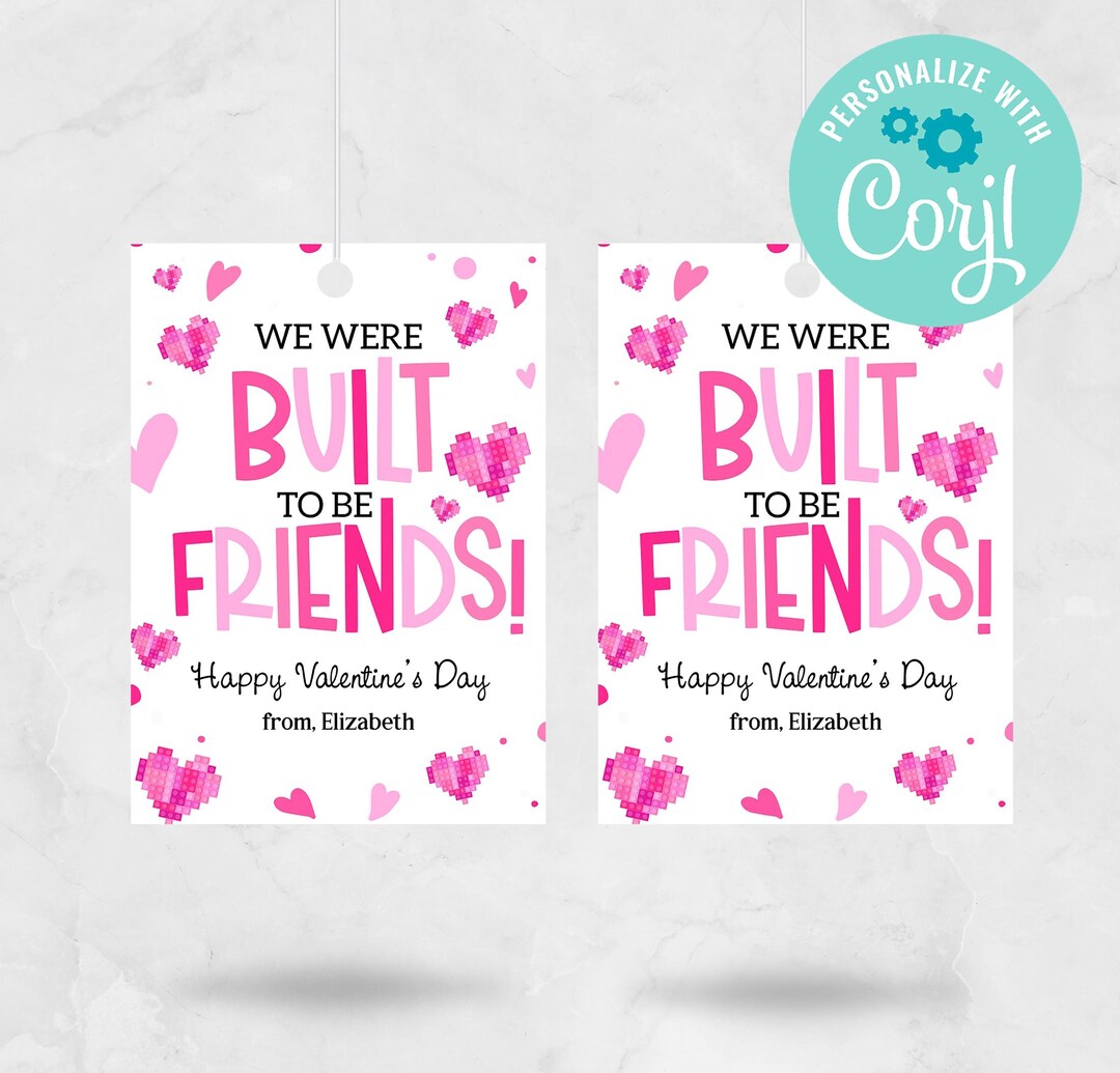 Building Blocks Valentine's Day Gift Tag, Editable Classroom Favor ...