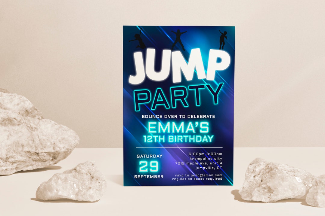 Trampoline Park Birthday Party Invitation: Jump Party, Editable ...