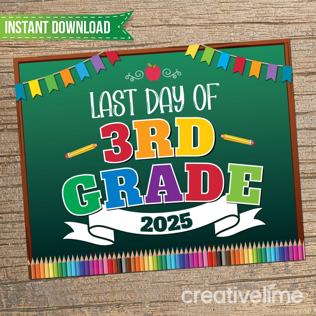 Last Day of 3rd Grade Sign Instant Download Last Day of Third Grade ...