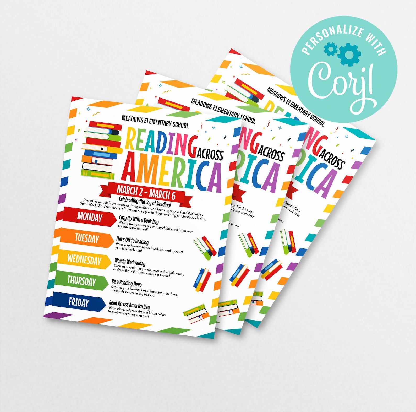 Editable Reading America School Spirit Week Flyer Template, Reading ...