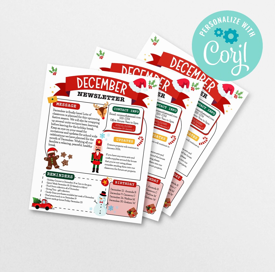 Editable December Classroom Newsletter: Winter School Update (corjl ...