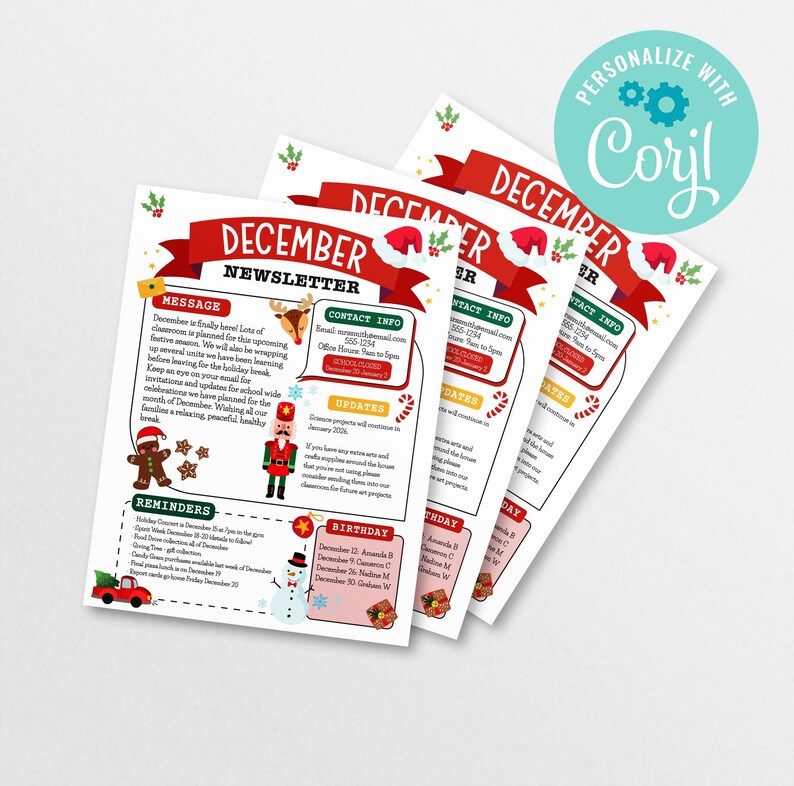 Editable December Classroom Newsletter: Winter School Update (corjl ...