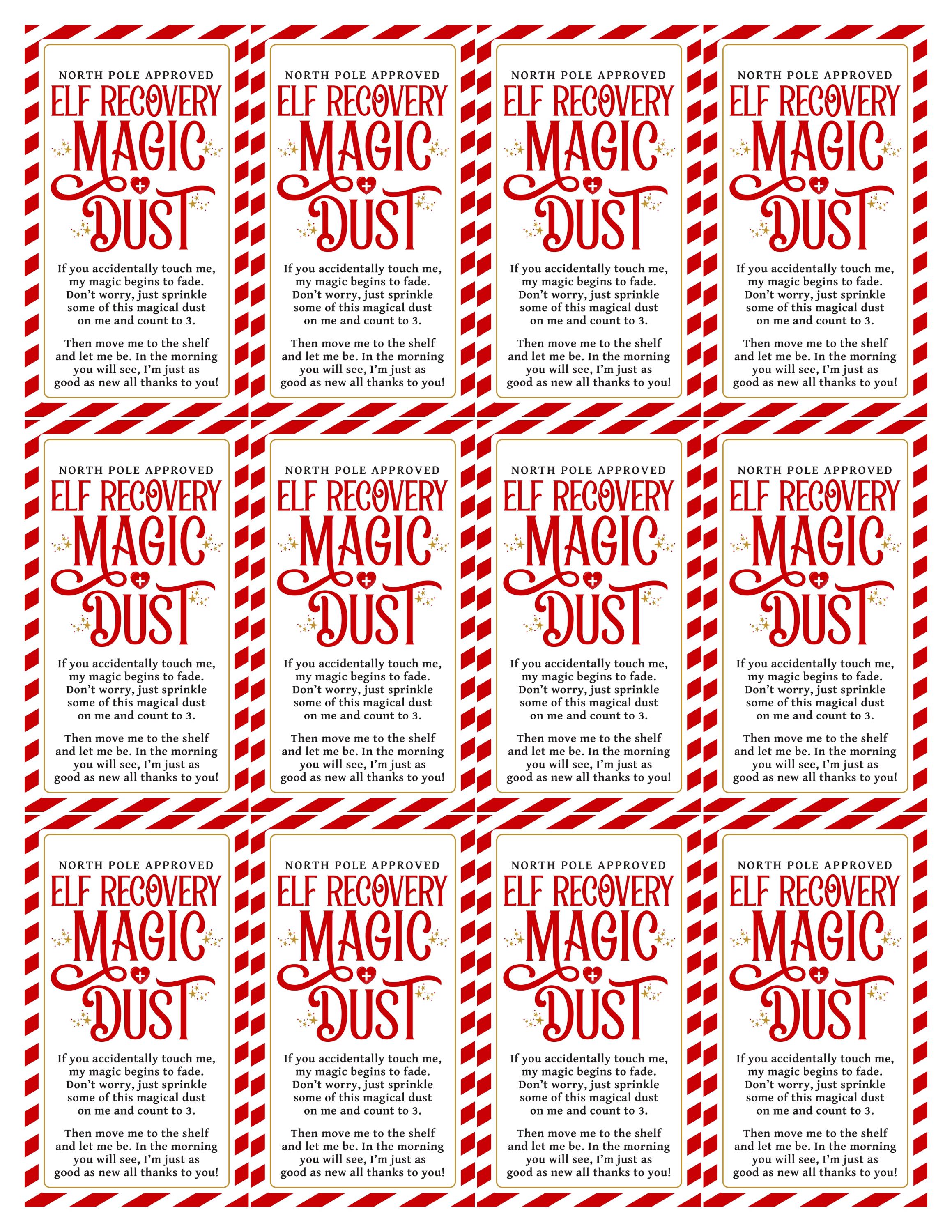 Elf Magic Dust Tag: Christmas Elf Recovery (printable Digital Download ...