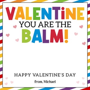 You're the Balm Valentine's Day Card Kids Classroom Lip Balm Valentine ...
