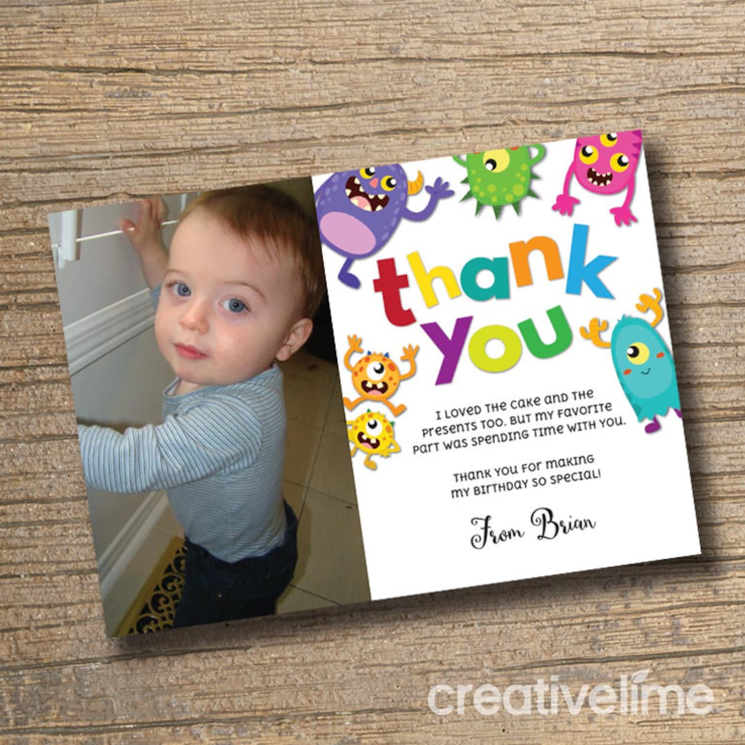 PRINTABLE Monster Party Thank You, Monster Birthday Thanks, Monster ...