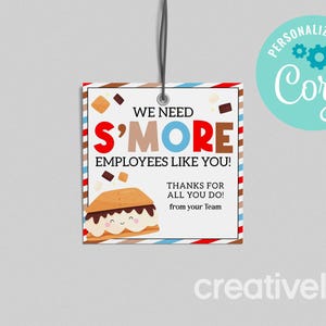 S'mores Gift Tag Employee Appreciation Gift Tag, We Need S'more ...