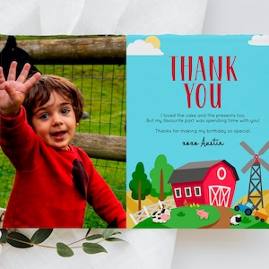 Farm Birthday Thank You Template, Barn Farm Animals Birthday Party ...