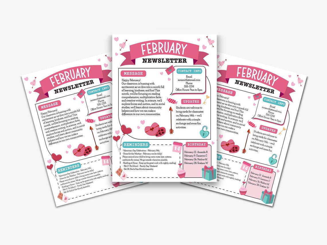 Editable February Classroom Newsletter: Valentine's Day Template (corjl ...