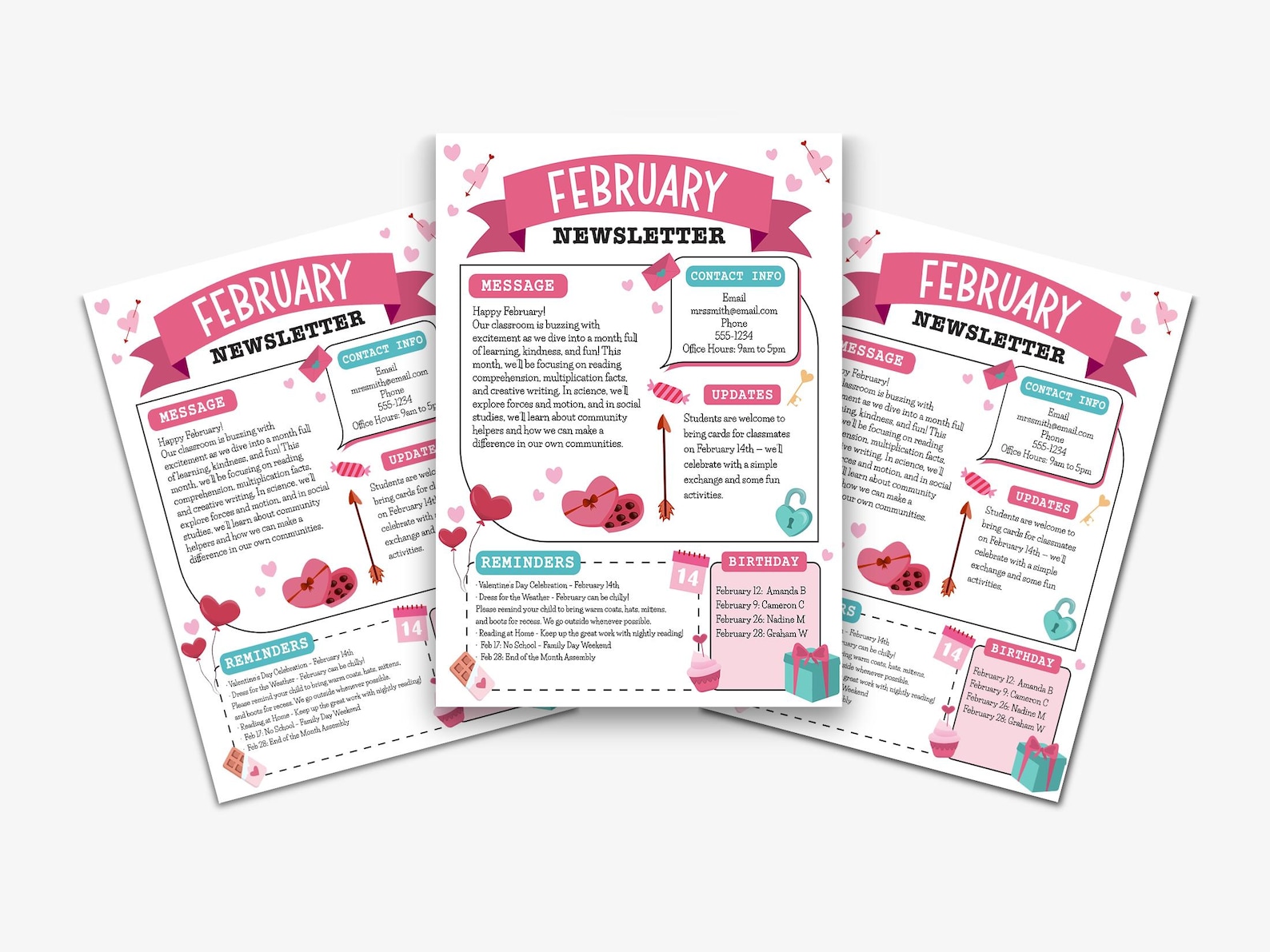 Editable February Classroom Newsletter: Valentine's Day Template (corjl ...