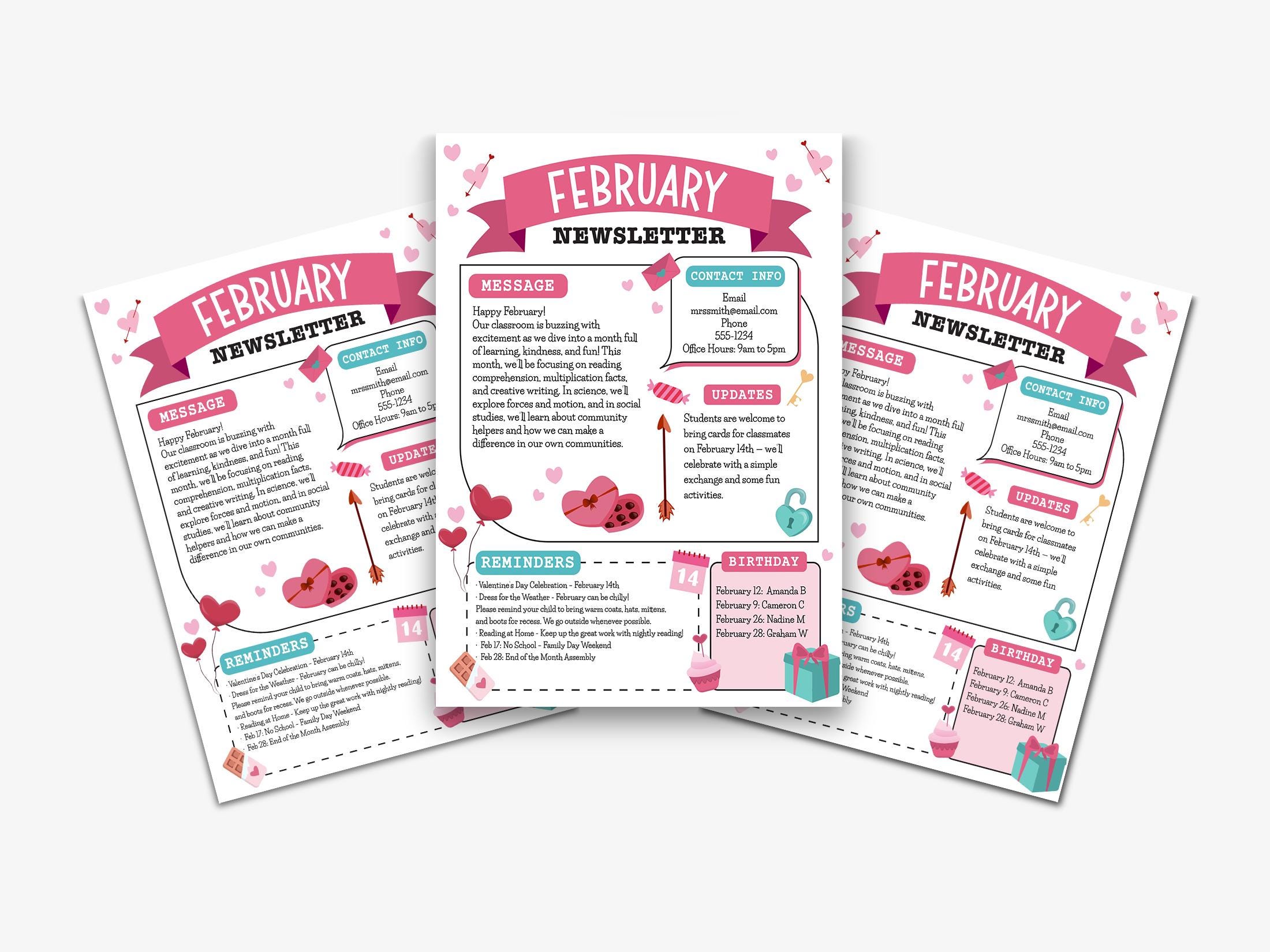 Editable February Classroom Newsletter: Valentine's Day Template (corjl ...